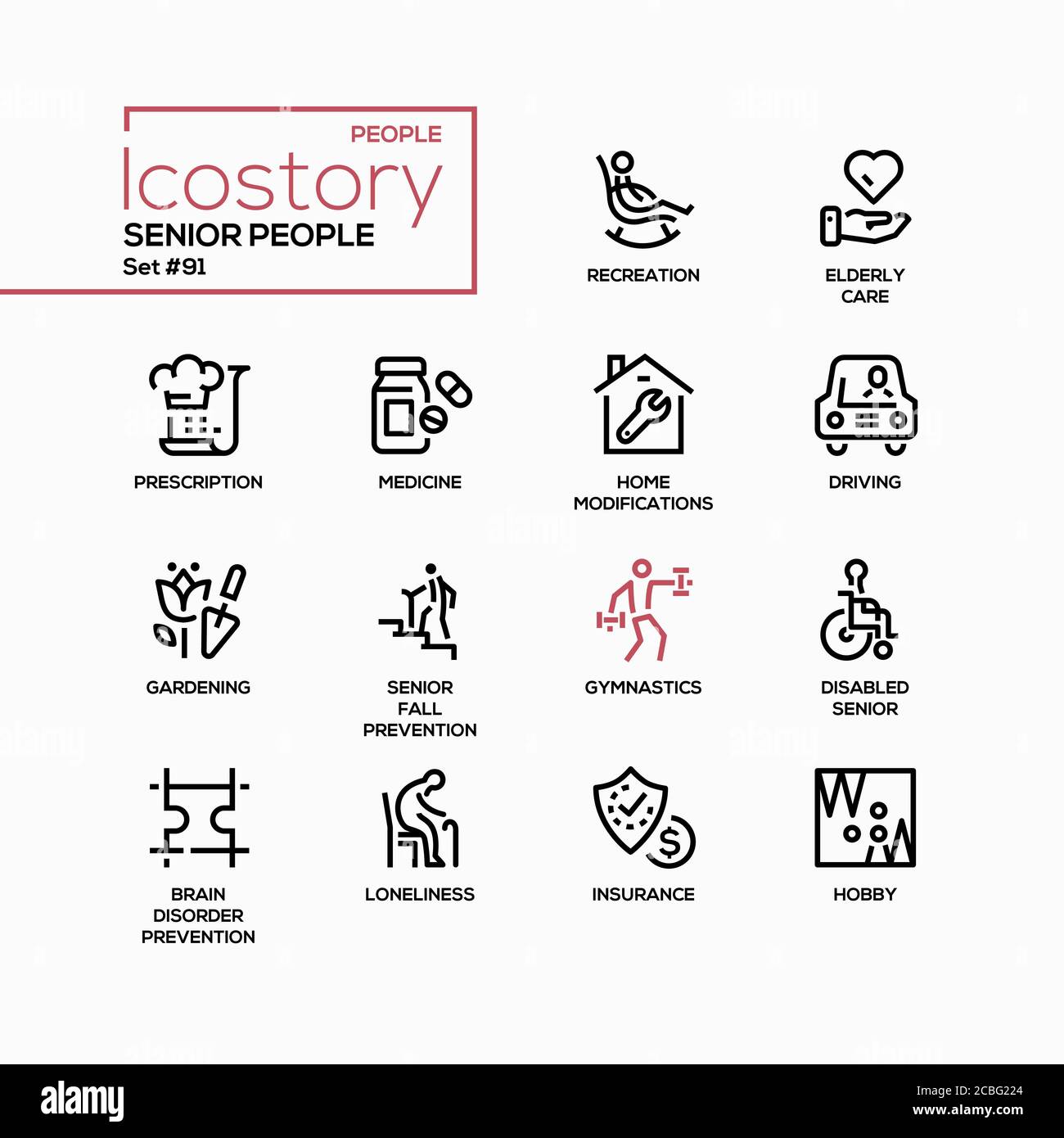 Senior people line design style icons set Stock Vector Image & Art - Alamy