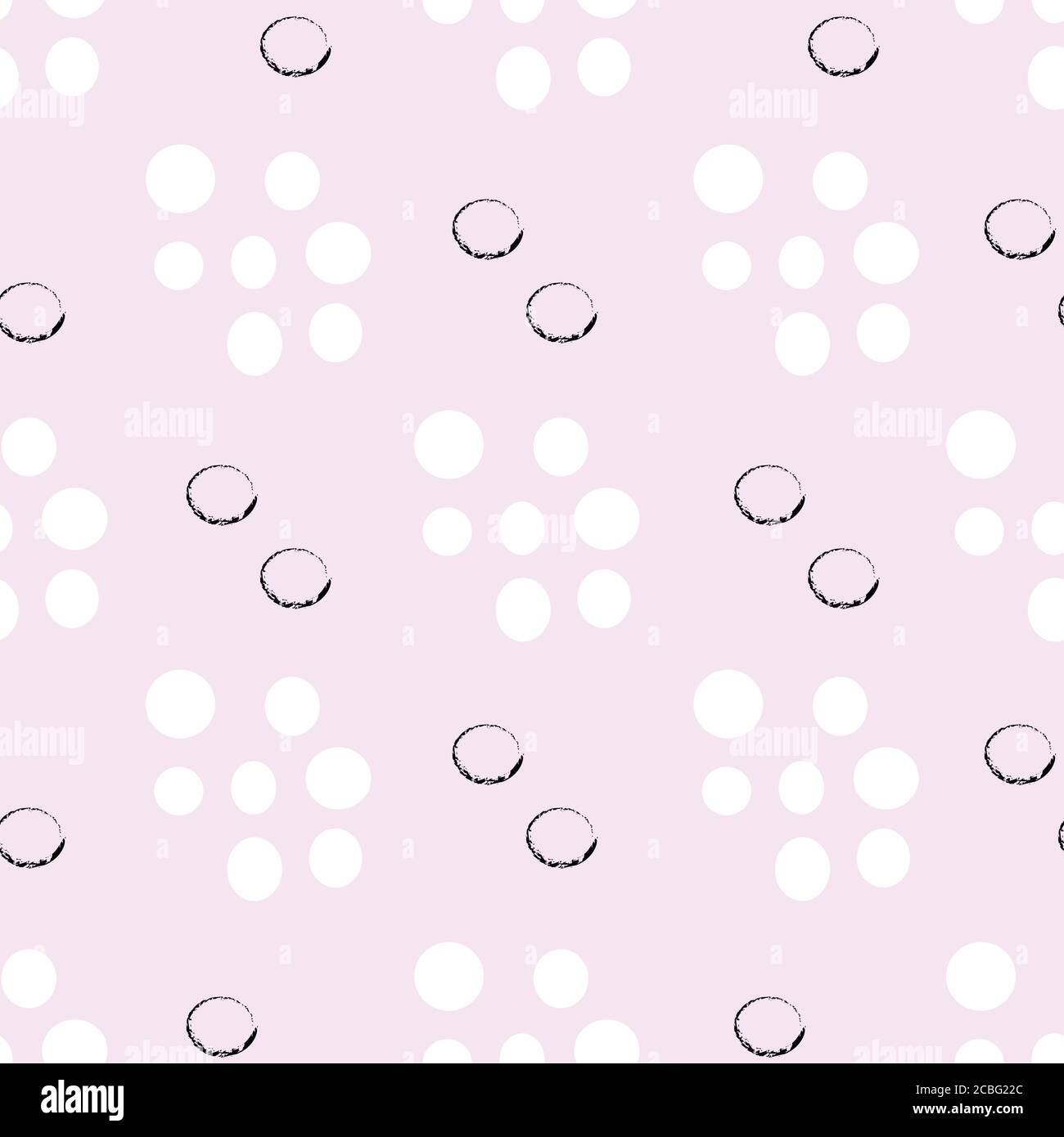 Soft pink white and black Circle clusters on white background seamless ...