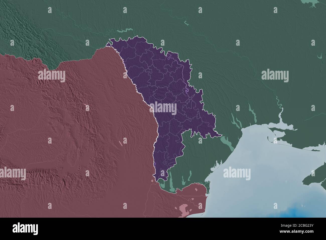 Extended area of Moldova with country outline, international and ...