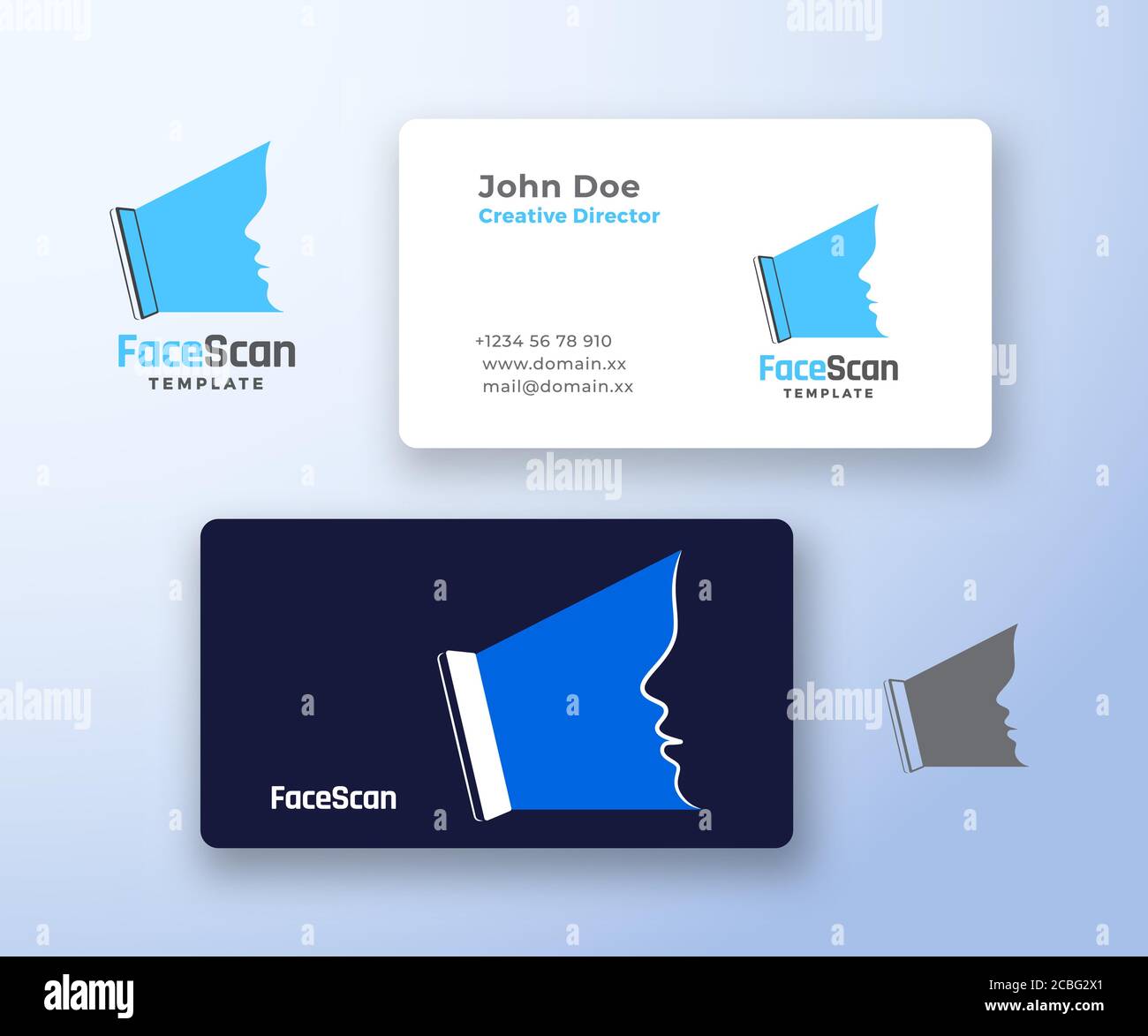 Face Scan Abstract Vector Logo and Business Card Template. Premium ...