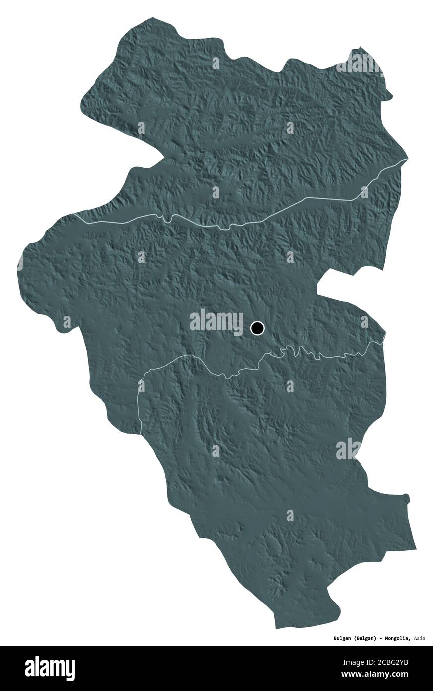 Shape of Bulgan, province of Mongolia, with its capital isolated on ...