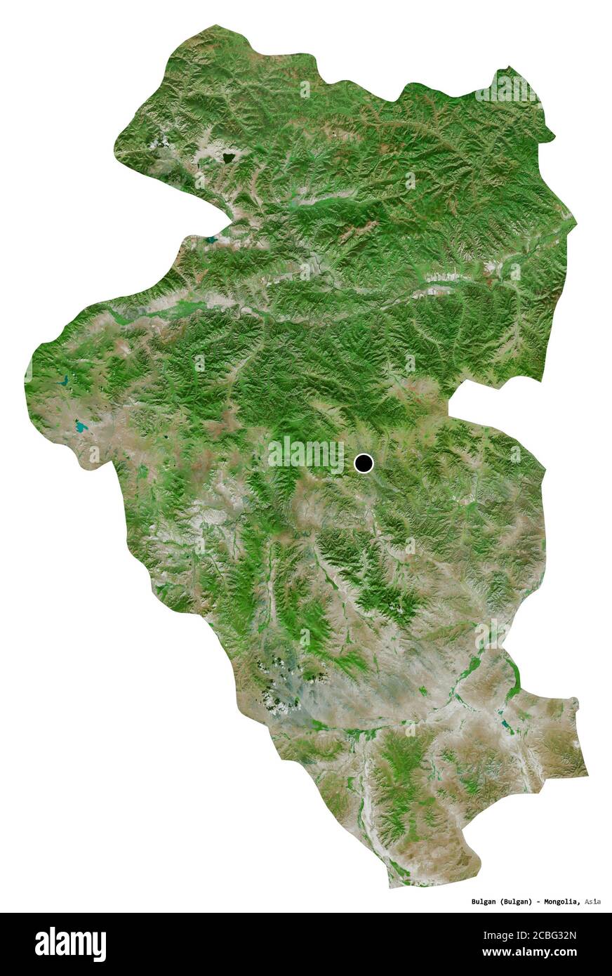 Shape of Bulgan, province of Mongolia, with its capital isolated on ...