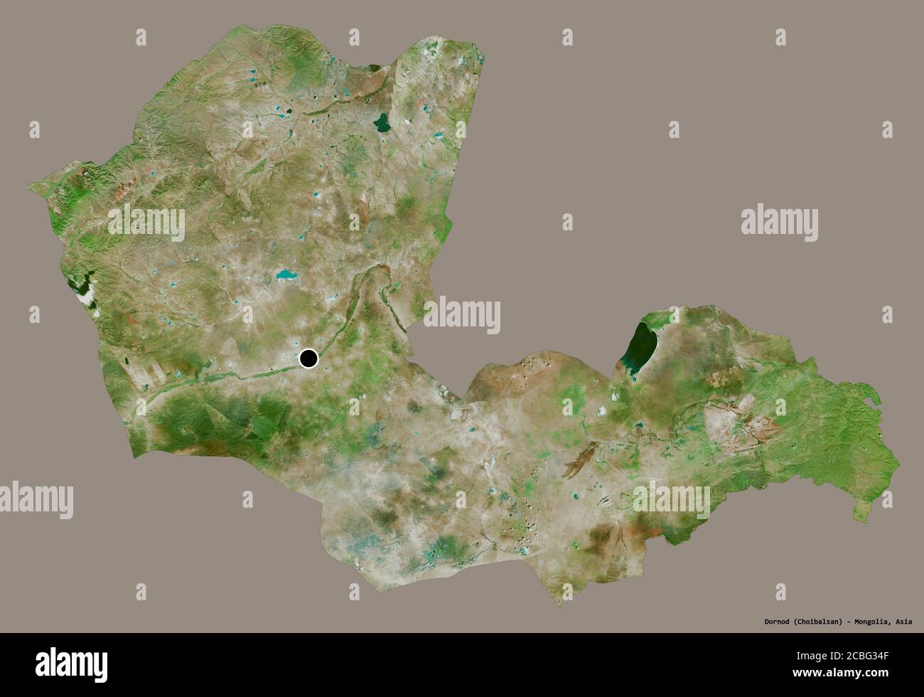 Shape of Dornod, province of Mongolia, with its capital isolated on a ...