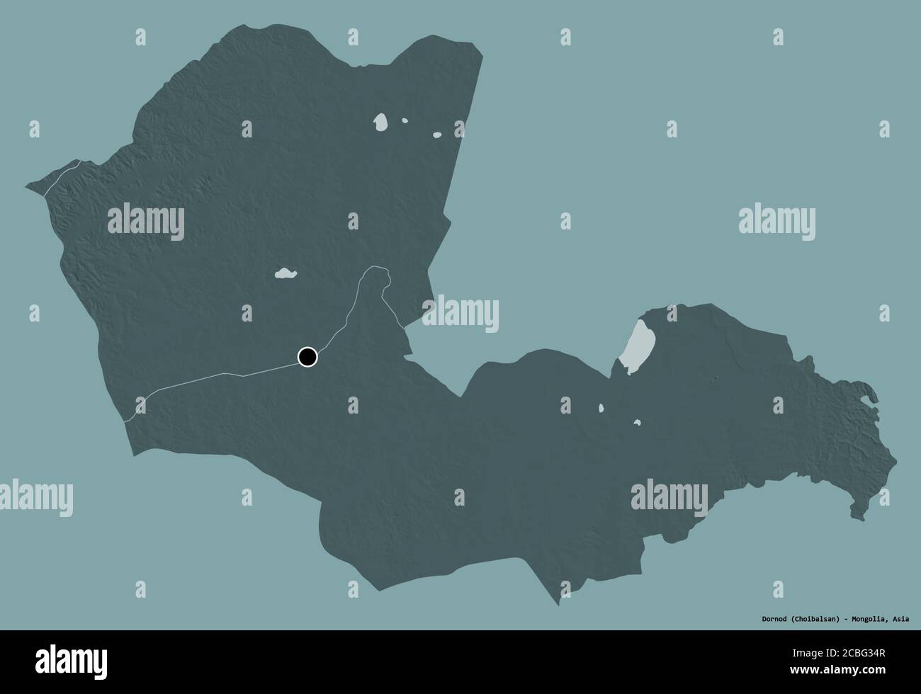 Shape of Dornod, province of Mongolia, with its capital isolated on a ...