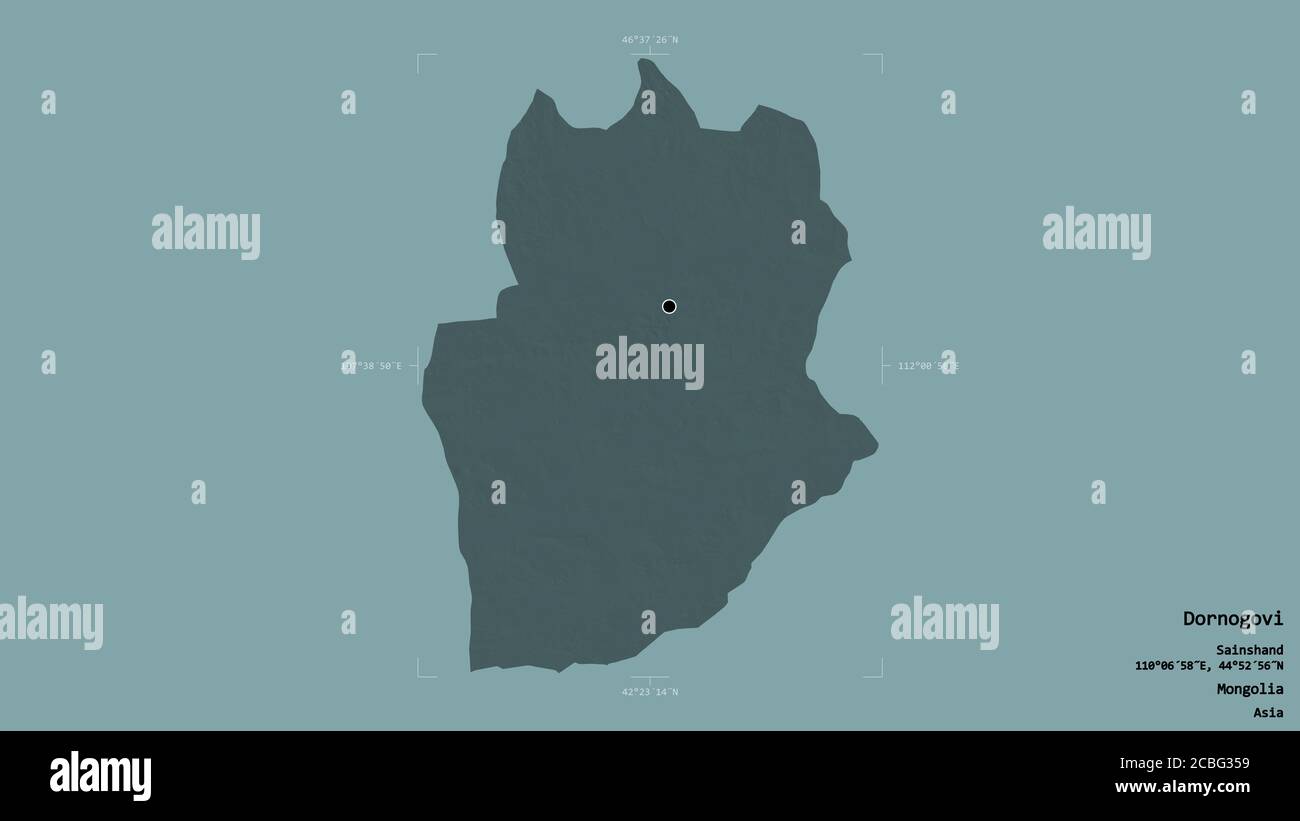 Area of Dornogovi, province of Mongolia, isolated on a solid background ...