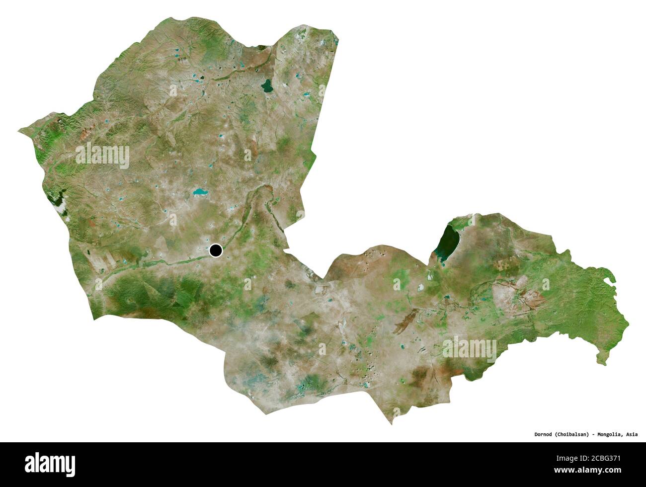 Shape of Dornod, province of Mongolia, with its capital isolated on ...