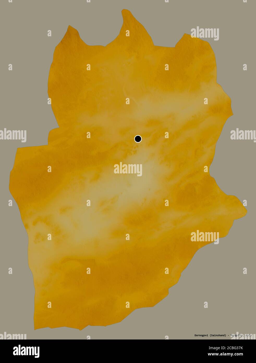 Shape of Dornogovi, province of Mongolia, with its capital isolated on ...