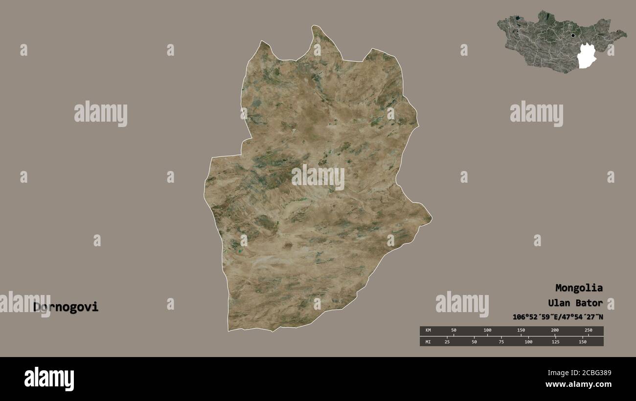 Shape of Dornogovi, province of Mongolia, with its capital isolated on ...