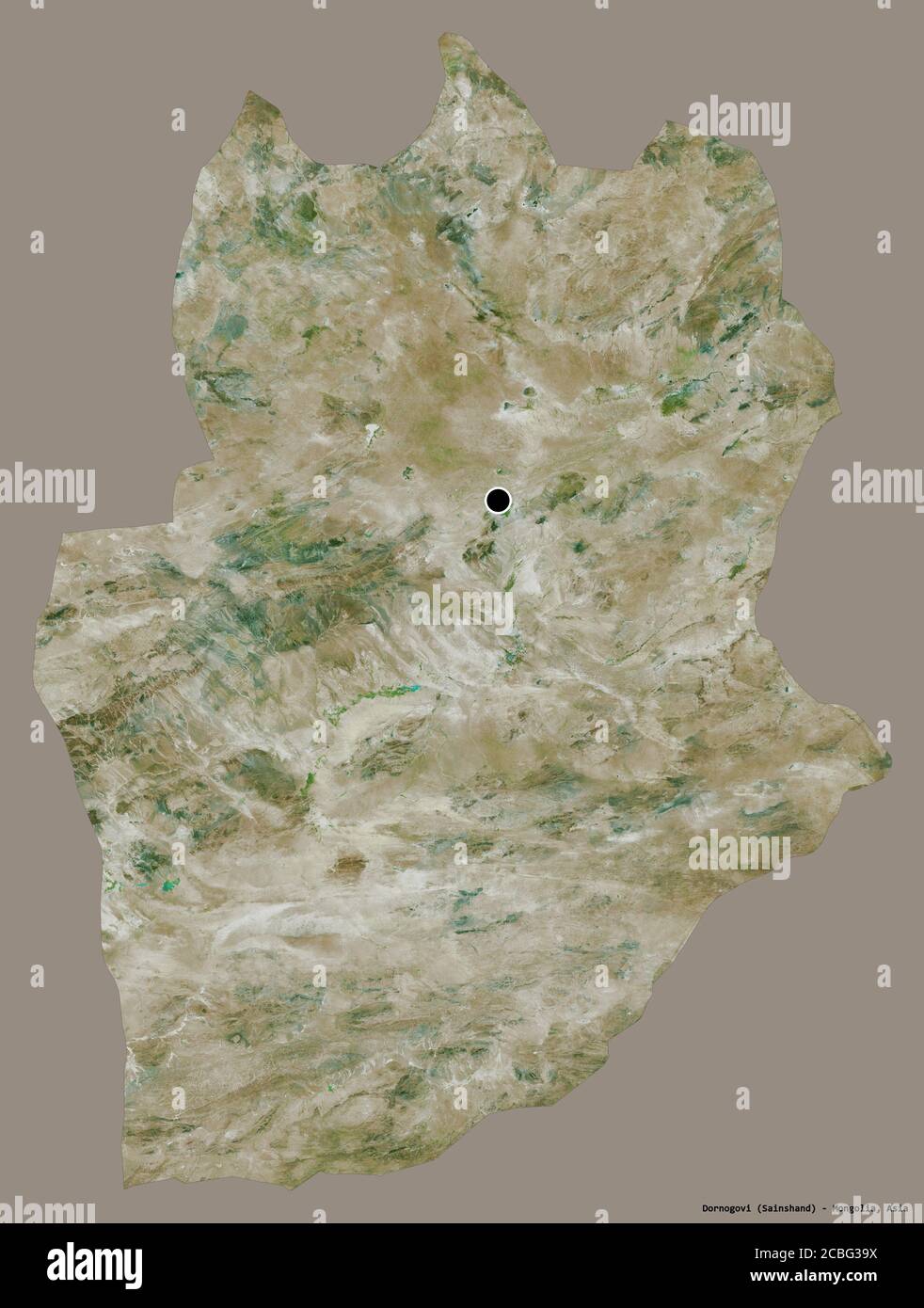 Shape of Dornogovi, province of Mongolia, with its capital isolated on ...