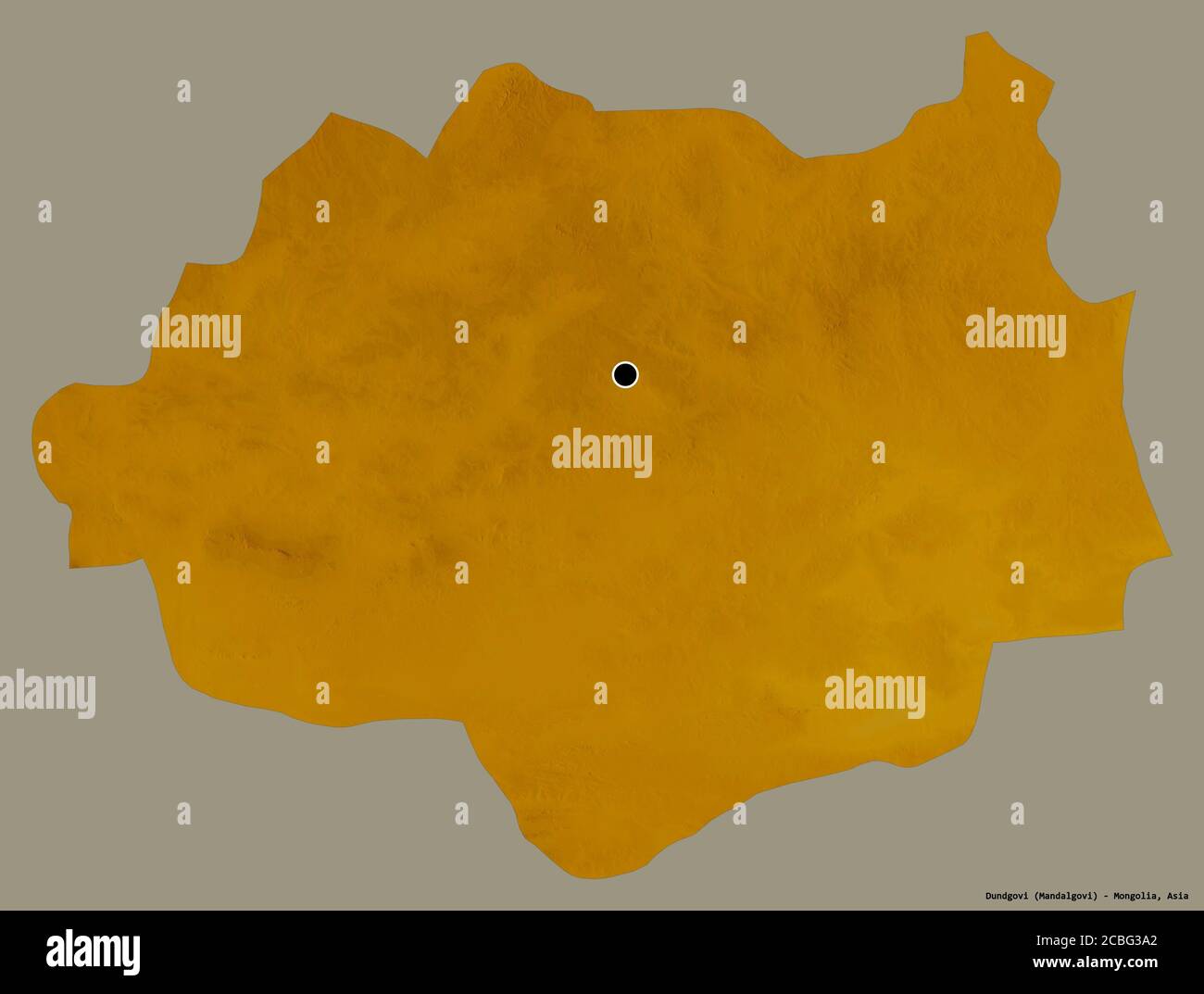 Shape of Dundgovi, province of Mongolia, with its capital isolated on a ...
