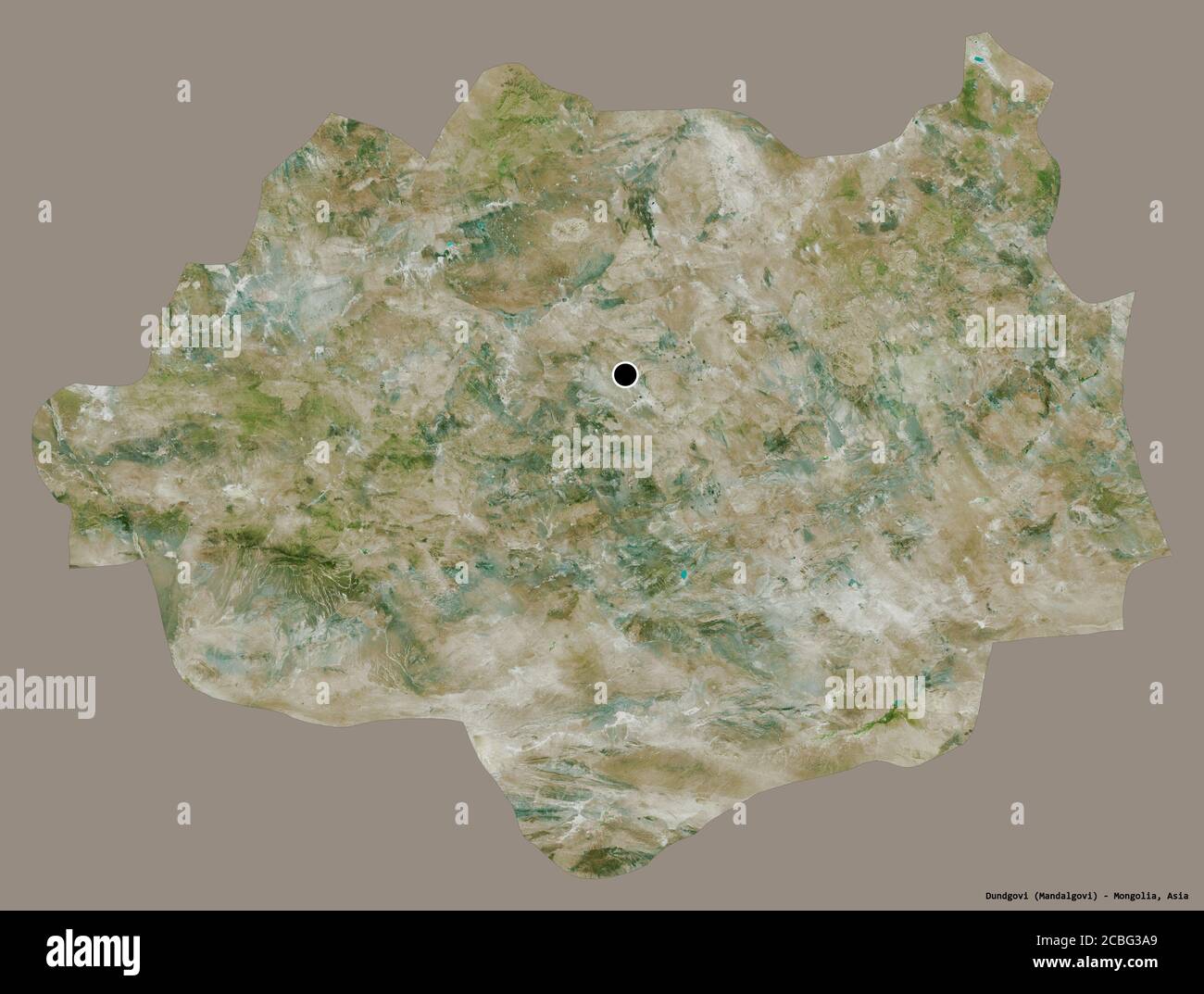 Shape of Dundgovi, province of Mongolia, with its capital isolated on a ...