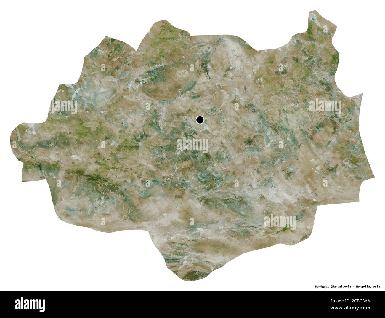 Shape of Dundgovi, province of Mongolia, with its capital isolated on ...