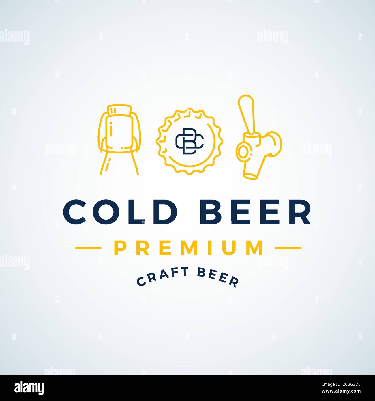 Premium Cold Beer. Abstract Vector Beer Sign, Emblem or Logo Template ...