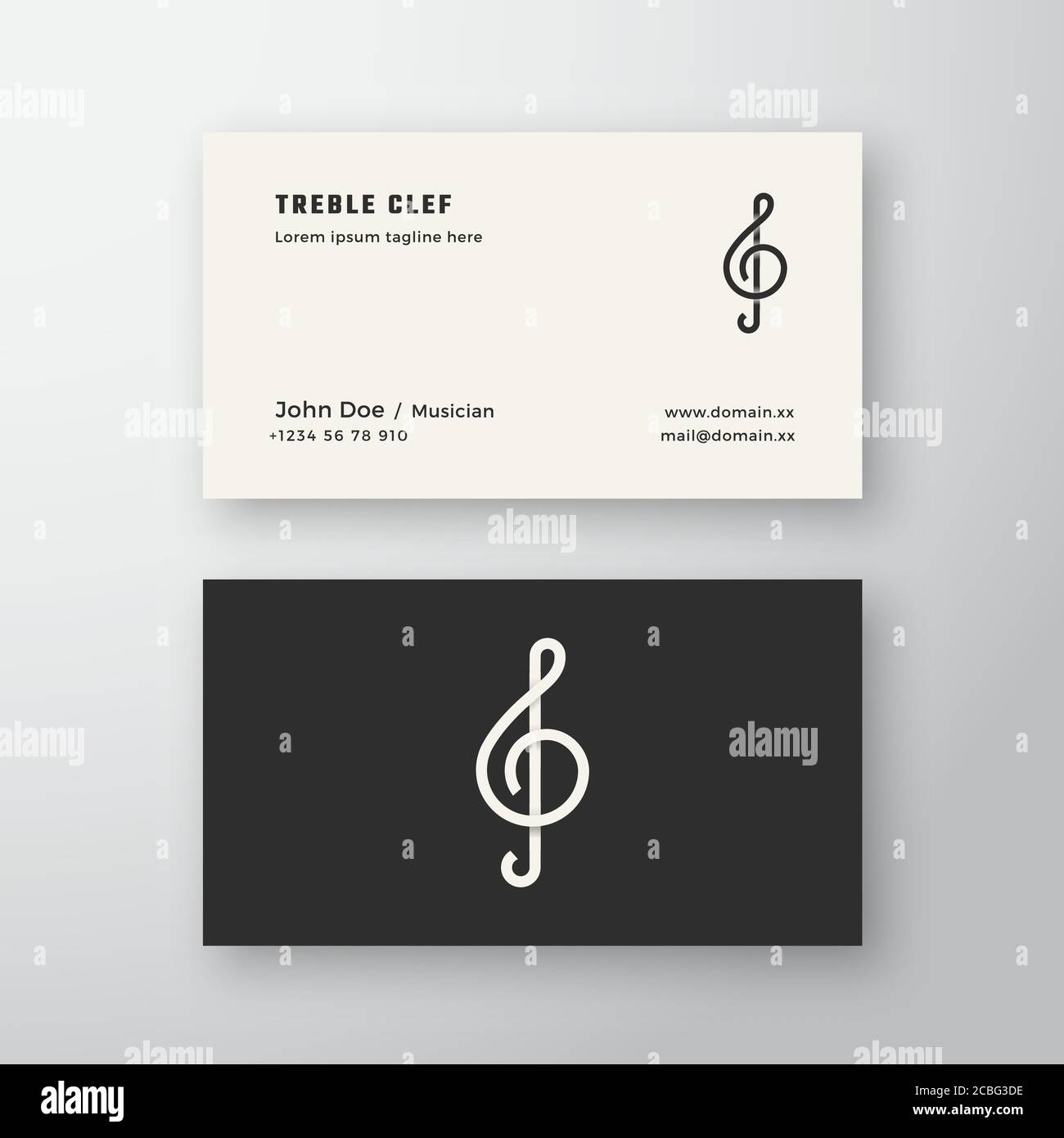 Treble Clef Sign Abstract Vector Logo and Business Card Template ...