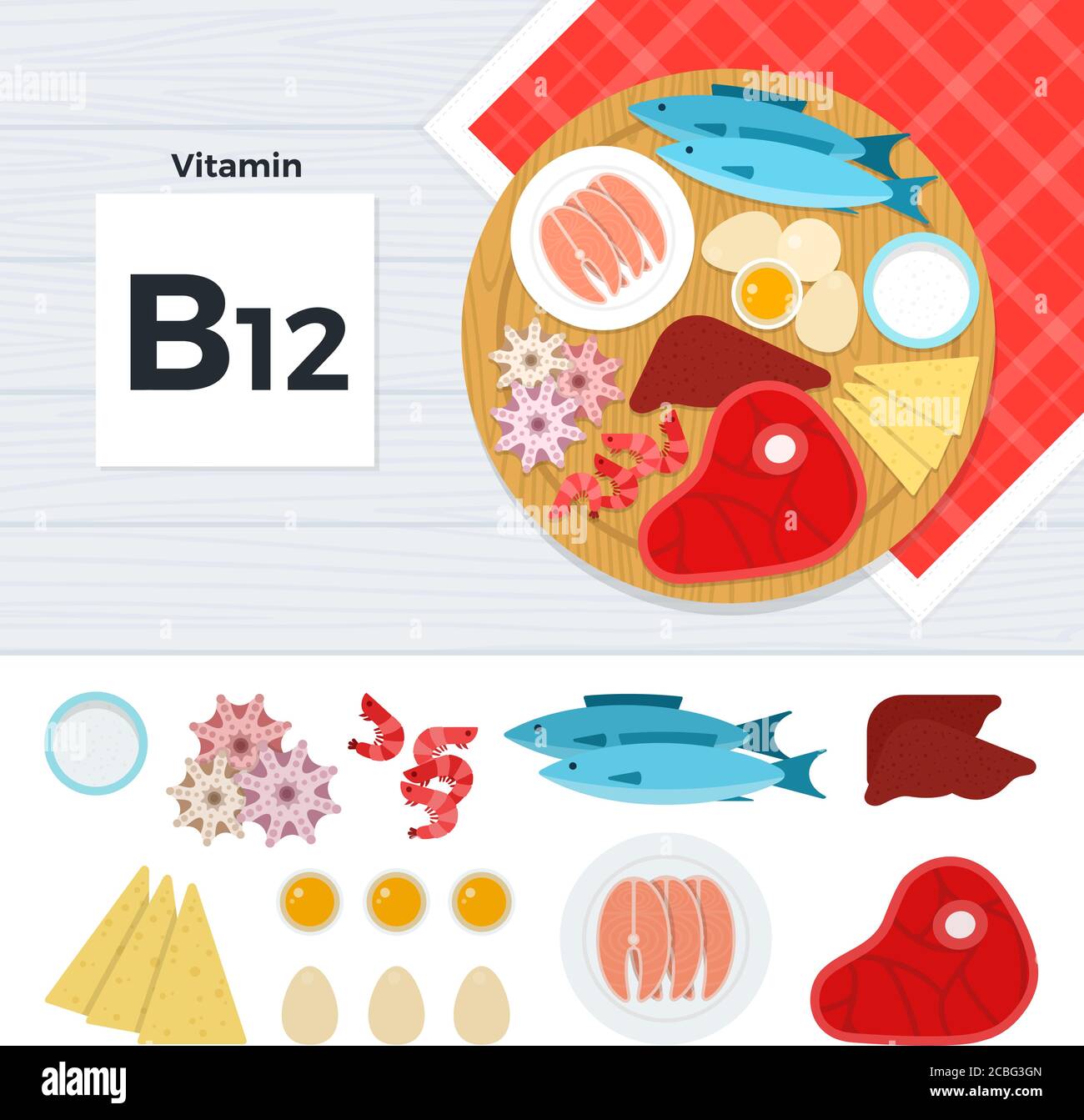 Products with vitamin B12 Stock Vector Image & Art - Alamy