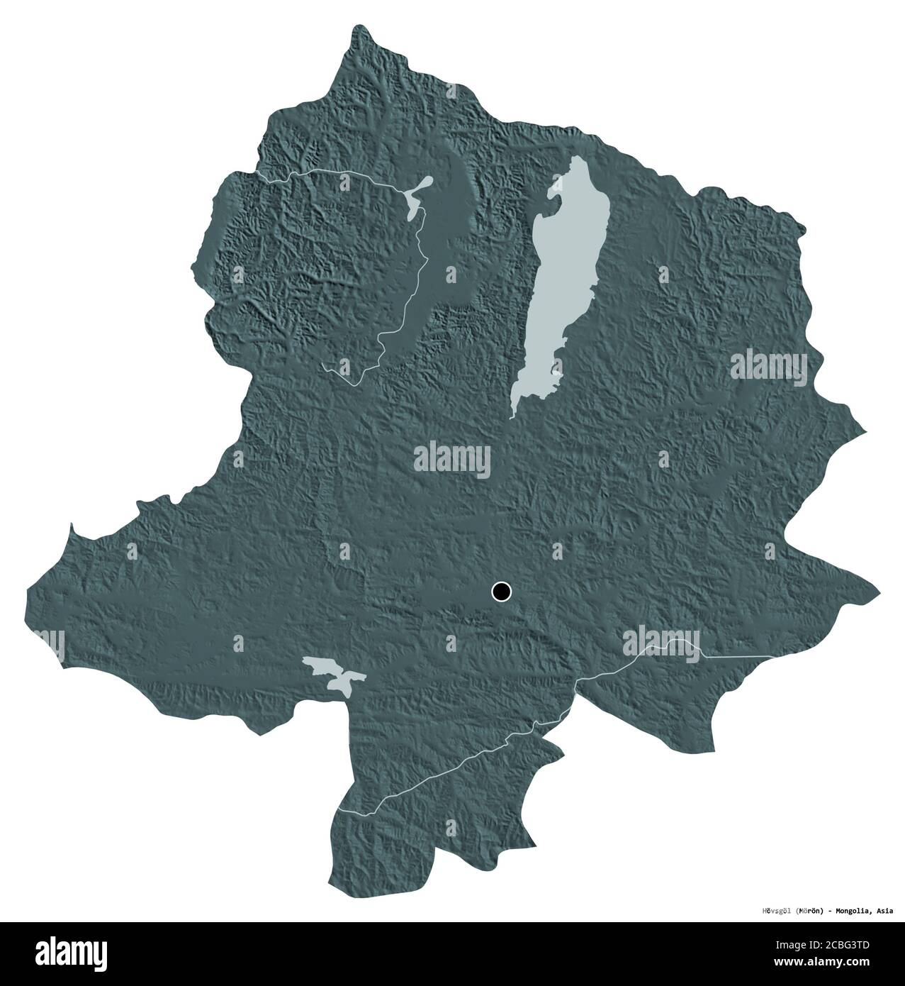 Shape of Hövsgöl, province of Mongolia, with its capital isolated on ...