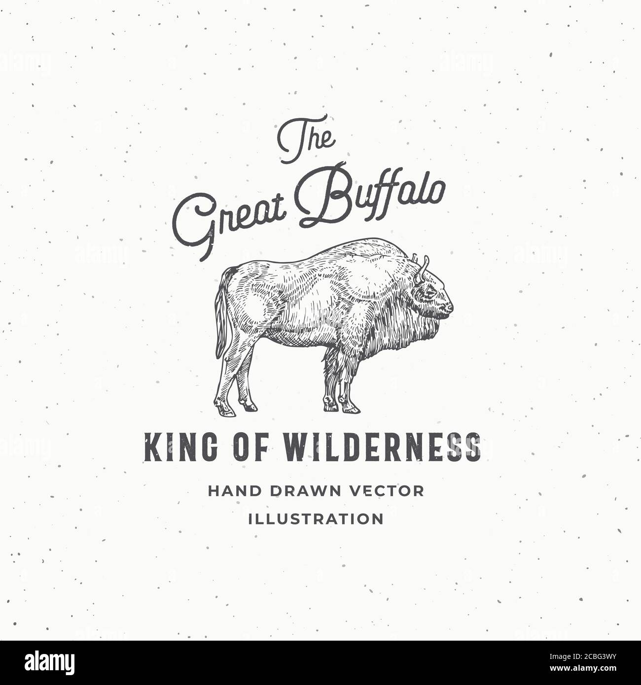 The Great Buffalo Abstract Vector Sign, Symbol or Logo Template. Hand ...