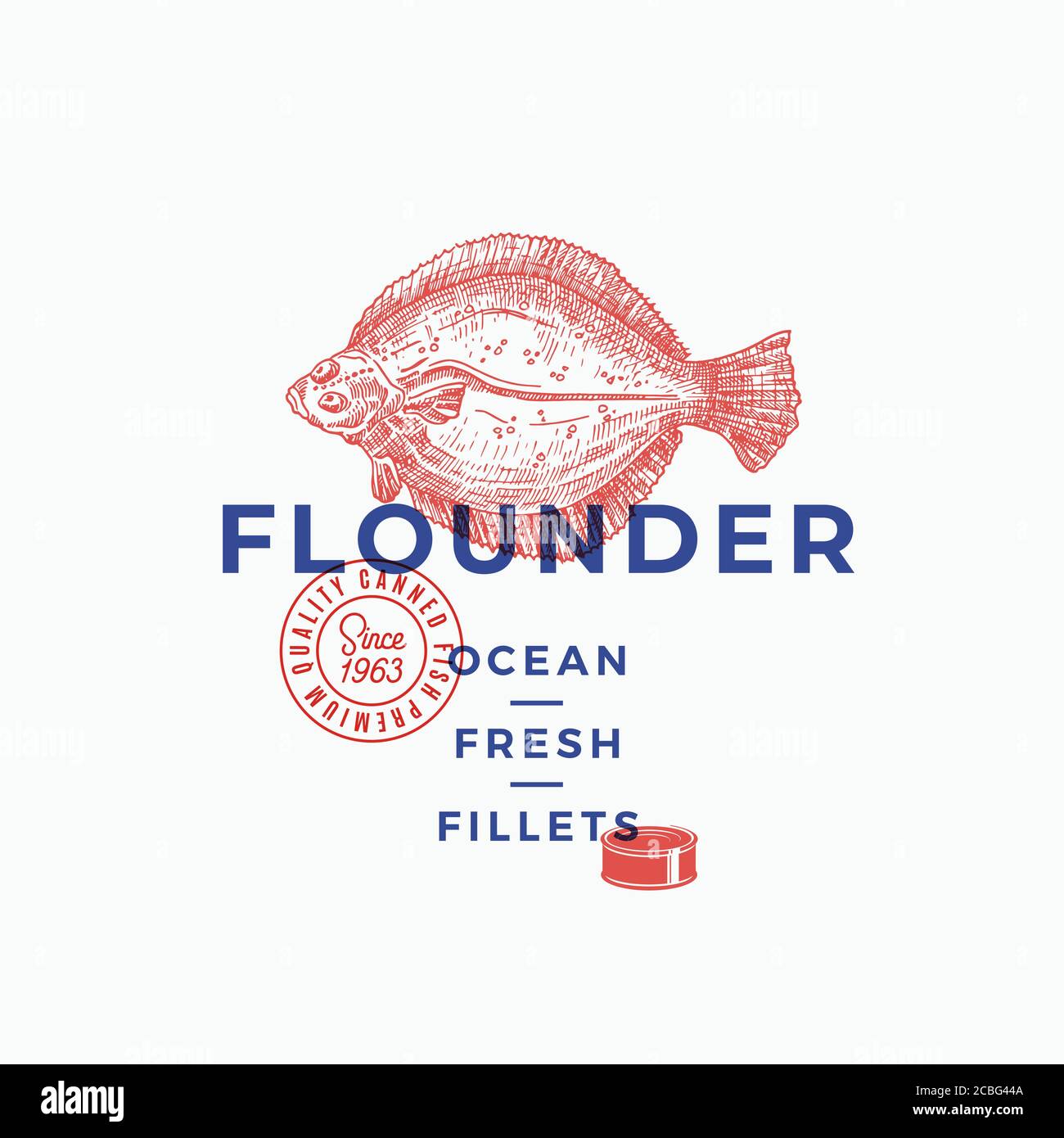 Flounder Fillets Abstract Vector Sign, Symbol or Logo Template. Hand ...