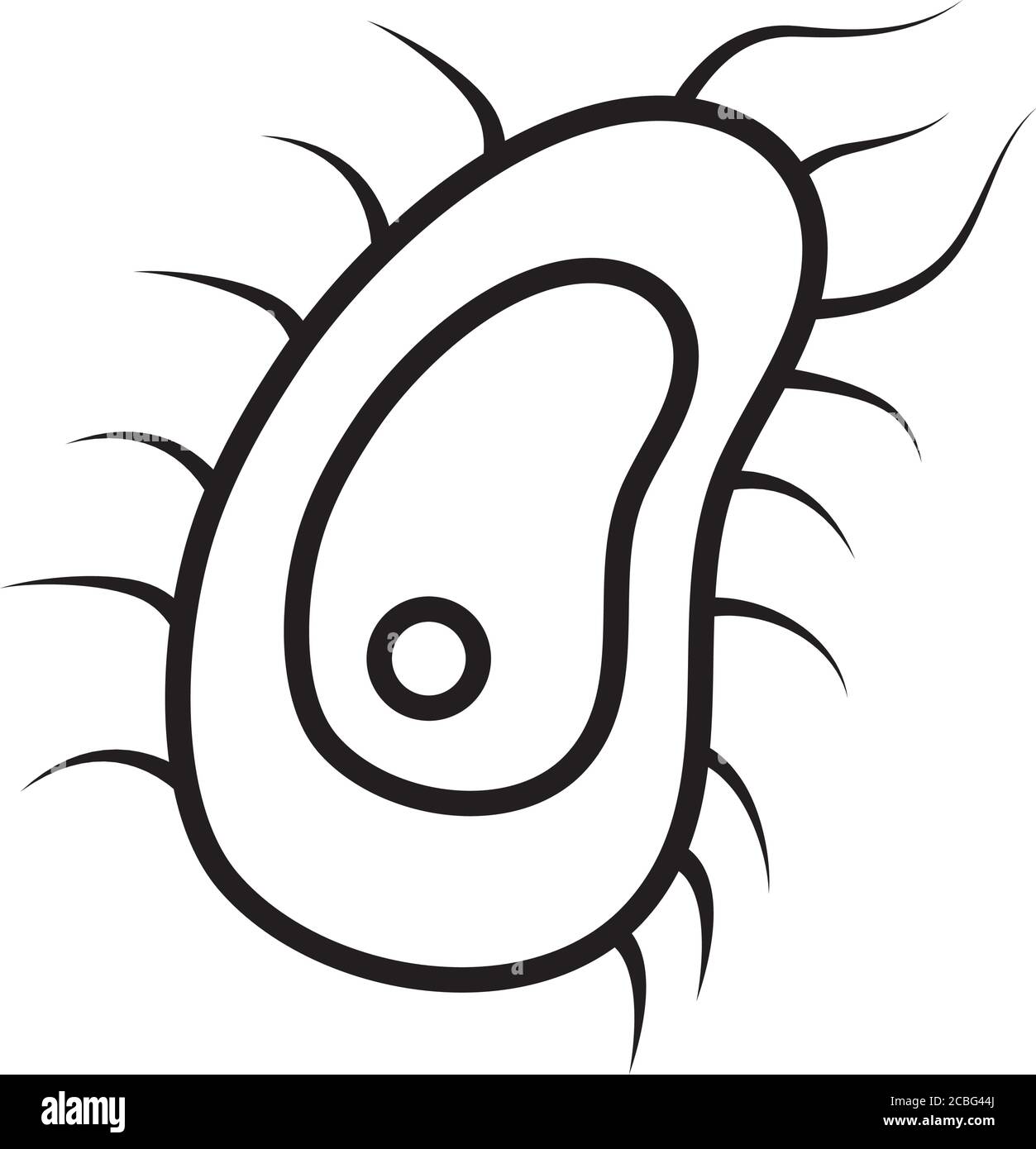 escherichia coli bacteria icon over white background, line style ...