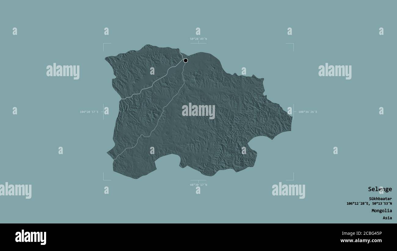 Area of Selenge, province of Mongolia, isolated on a solid background ...