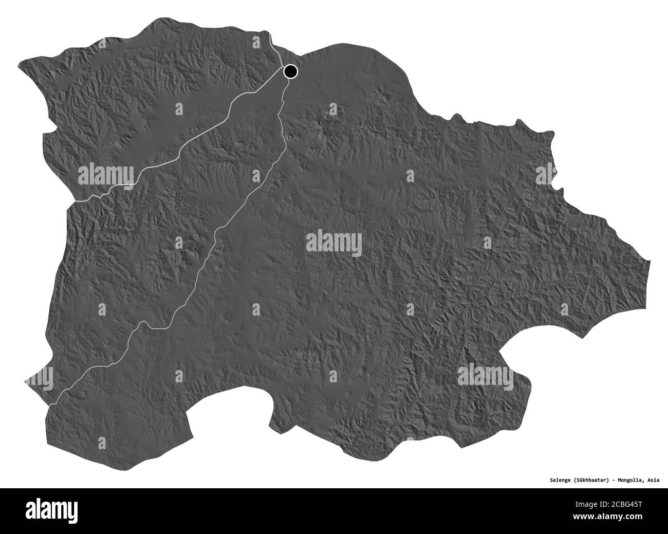 Shape of Selenge, province of Mongolia, with its capital isolated on ...