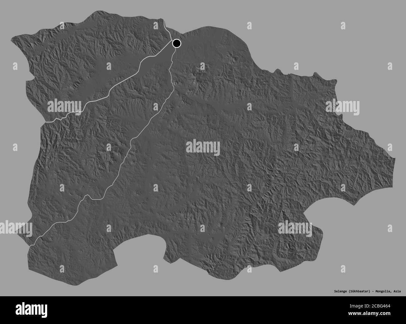 Shape of Selenge, province of Mongolia, with its capital isolated on a ...