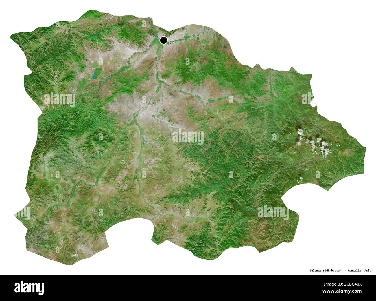 Shape of Selenge, province of Mongolia, with its capital isolated on ...