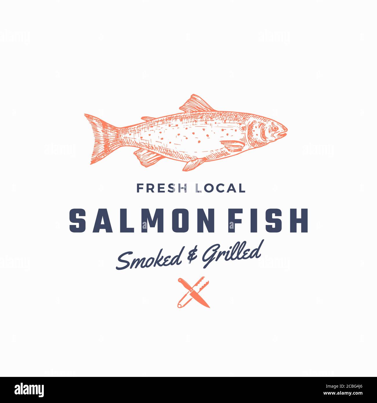 Ssmoked and Grilled Salmon Abstract Vector Sign, Symbol or Logo ...