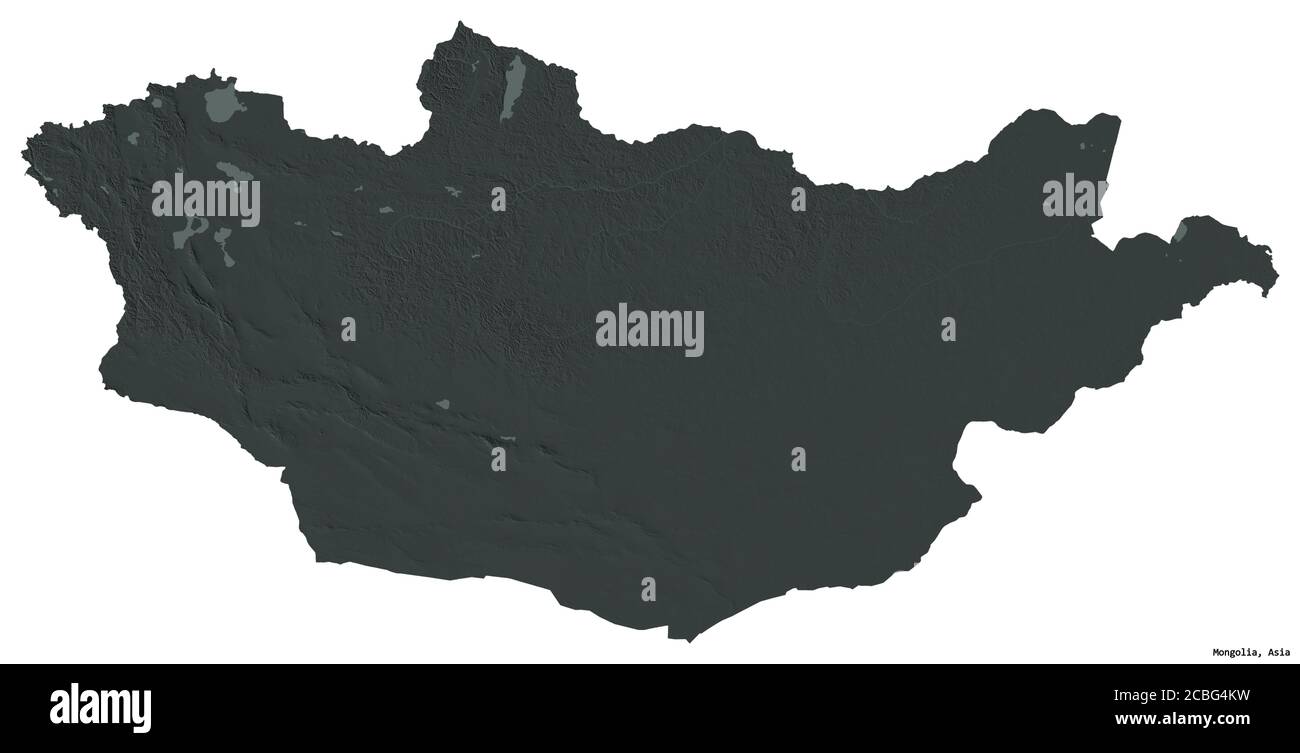 Shape of Mongolia with its capital isolated on white background ...