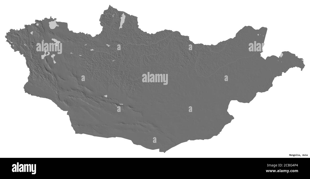 Shape of Mongolia with its capital isolated on white background ...
