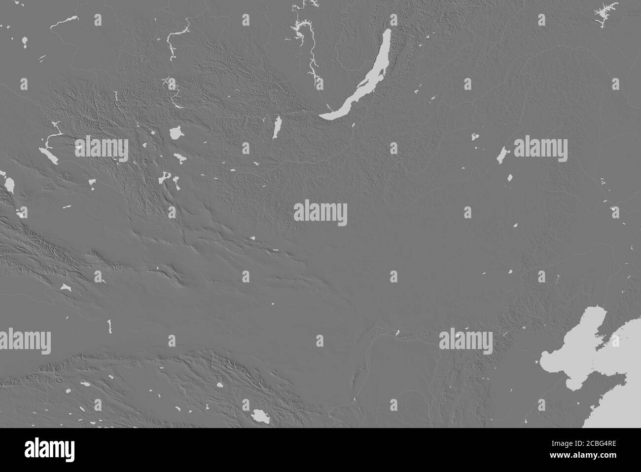 Extended area of Mongolia. Bilevel elevation map. 3D rendering Stock ...