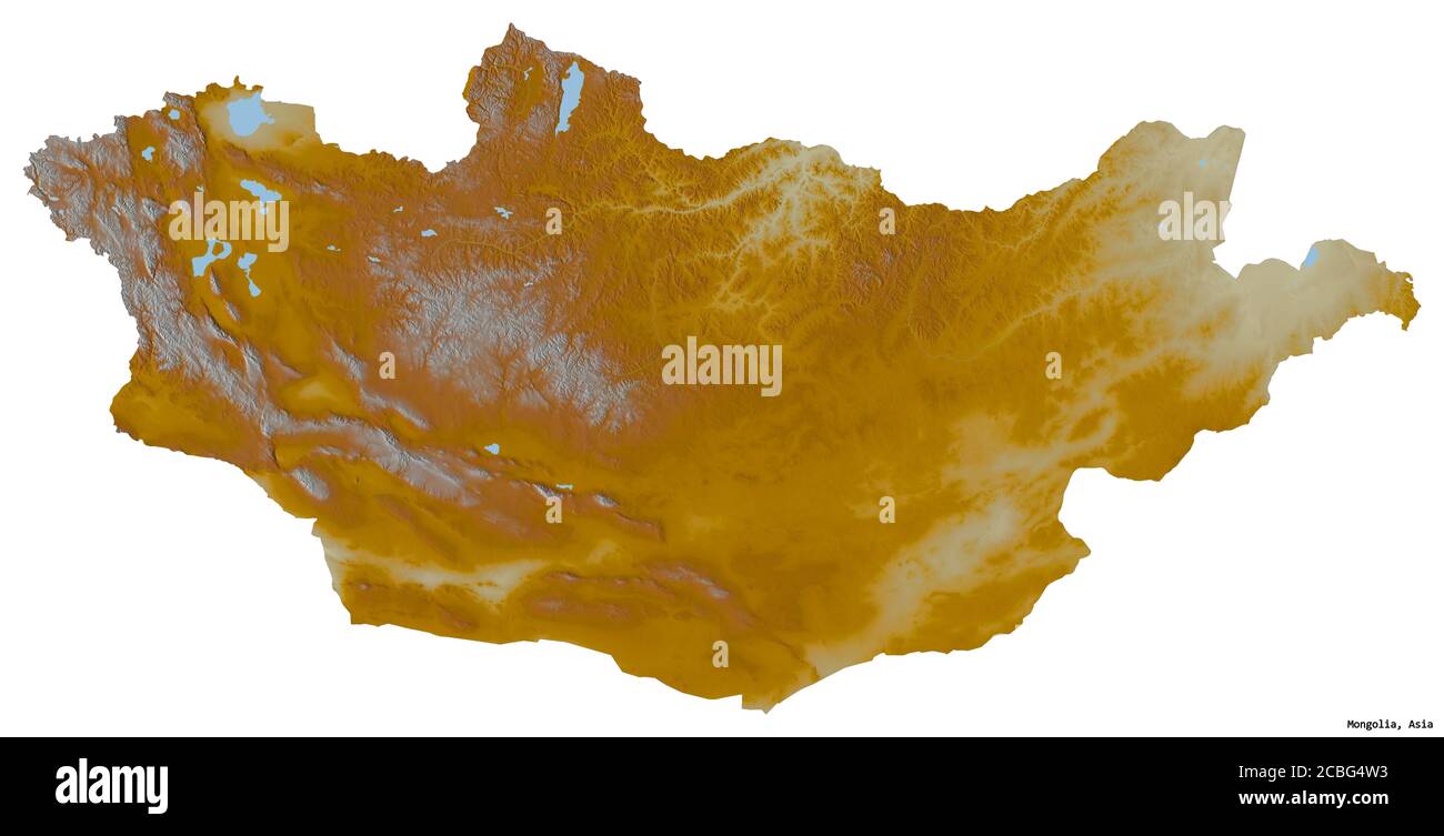 Shape of Mongolia with its capital isolated on white background ...