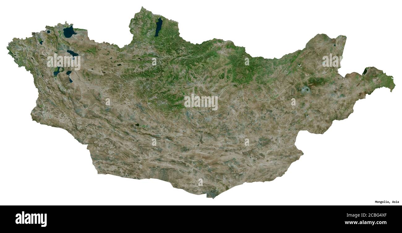 Shape of Mongolia with its capital isolated on white background ...