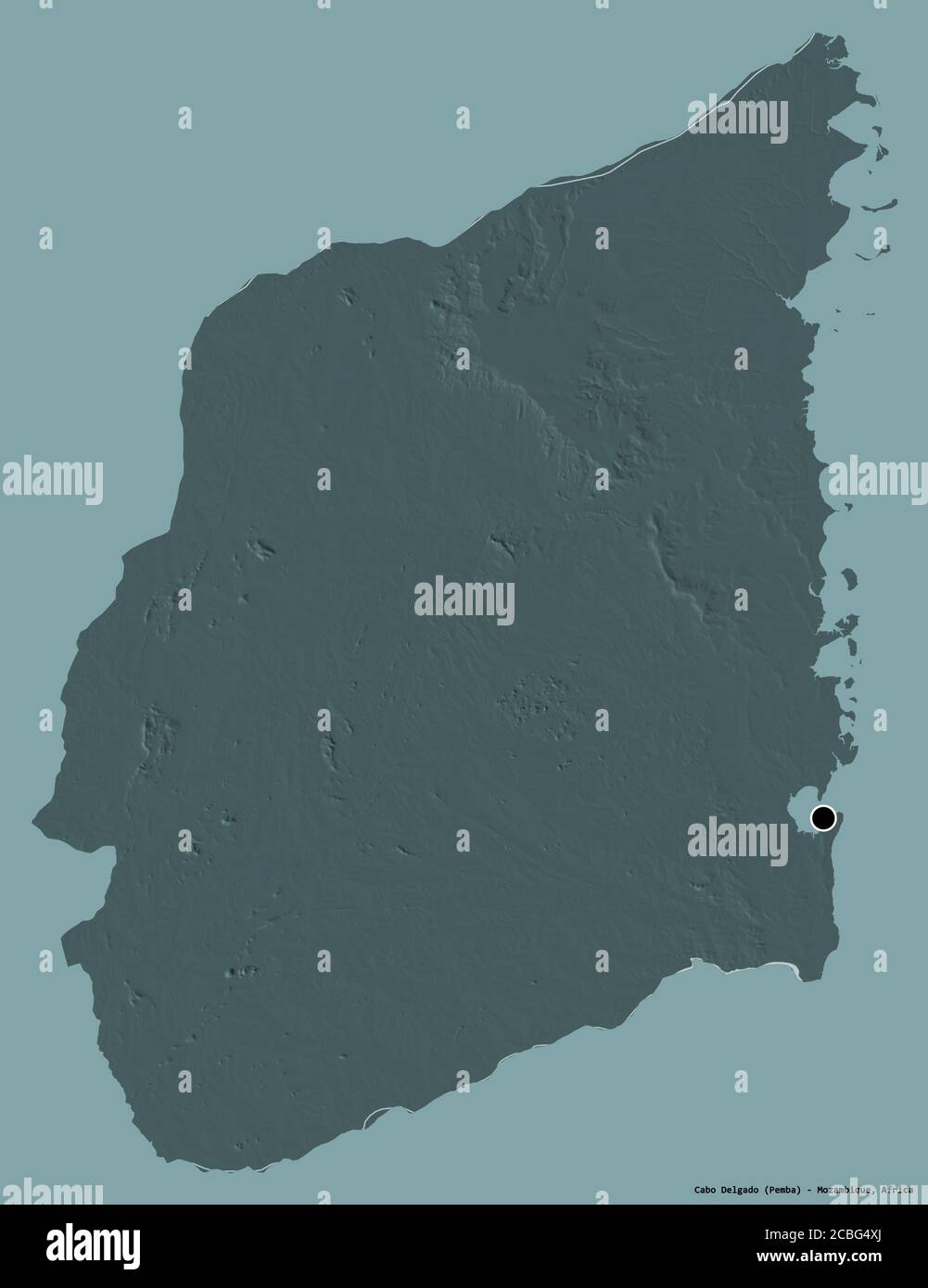 Shape of Cabo Delgado, province of Mozambique, with its capital ...