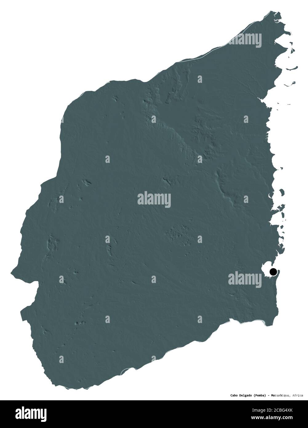 Shape of Cabo Delgado, province of Mozambique, with its capital ...