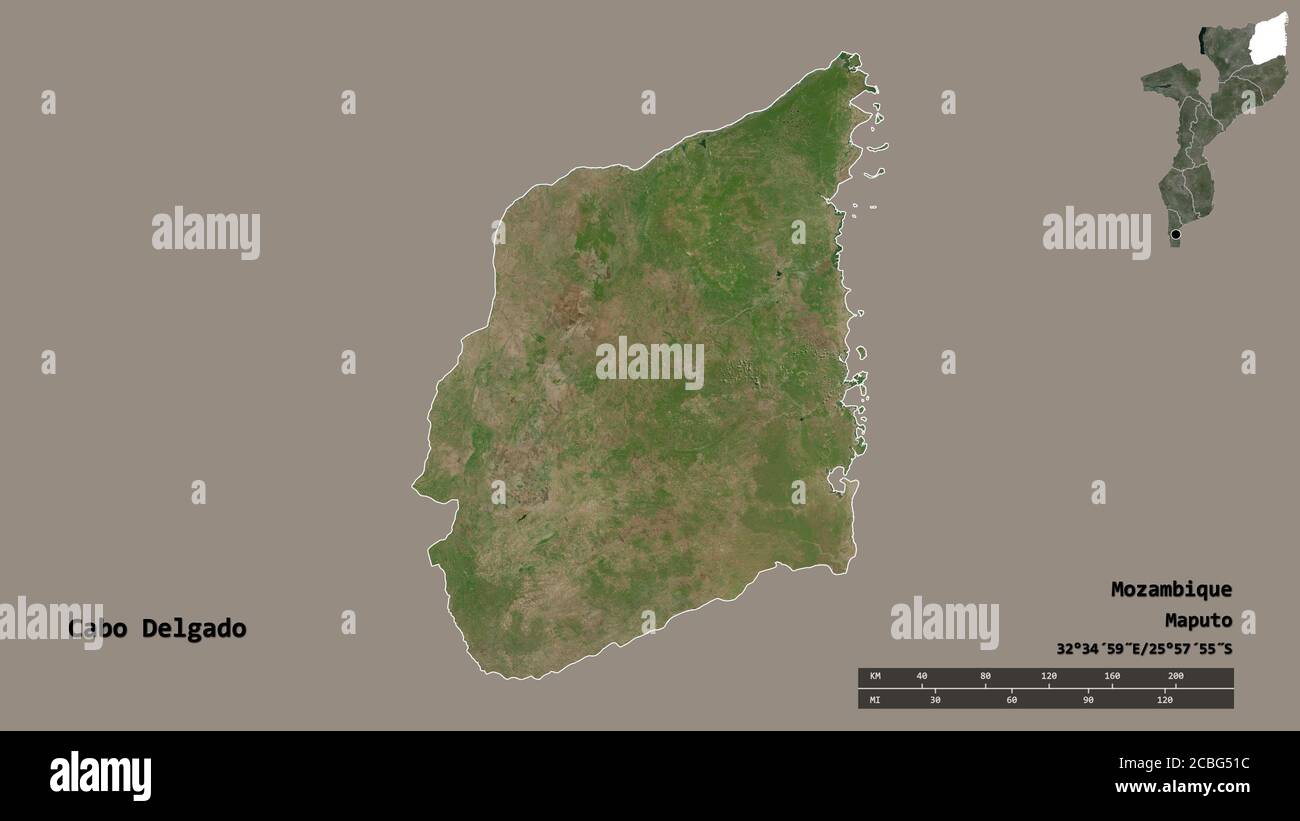 Shape of Cabo Delgado, province of Mozambique, with its capital ...