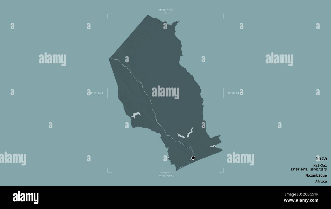 Area of Gaza, province of Mozambique, isolated on a solid background in ...