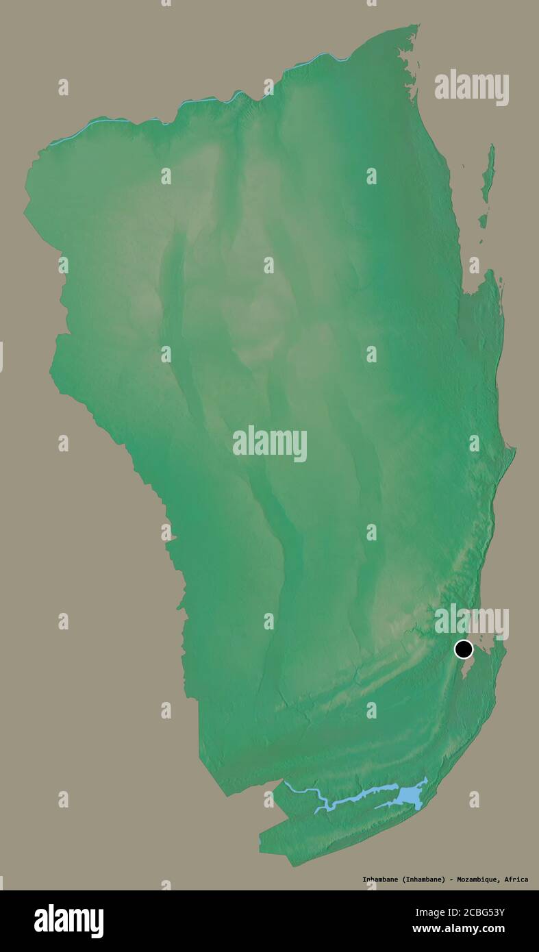 Shape of Inhambane, province of Mozambique, with its capital isolated ...