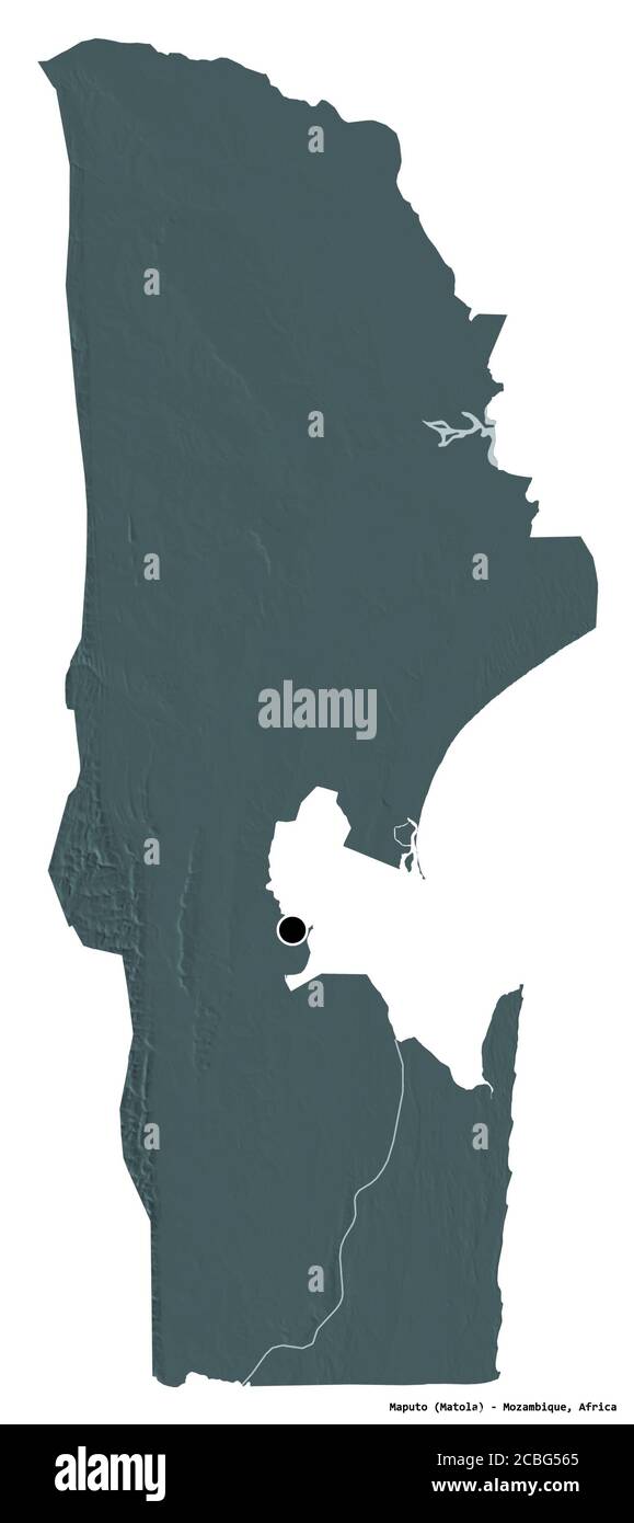 Shape of Maputo, province of Mozambique, with its capital isolated on ...