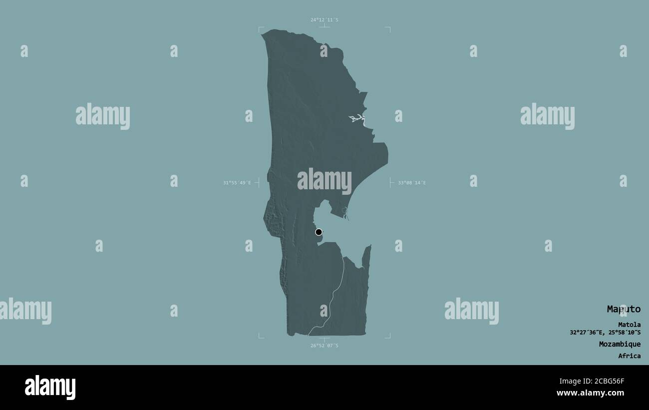 Area of Maputo, province of Mozambique, isolated on a solid background ...