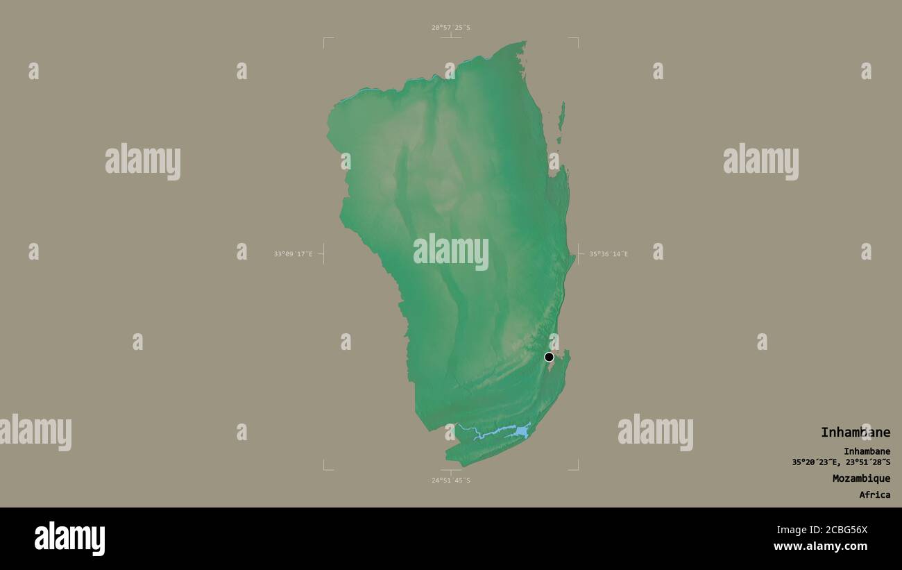 Area of Inhambane, province of Mozambique, isolated on a solid ...