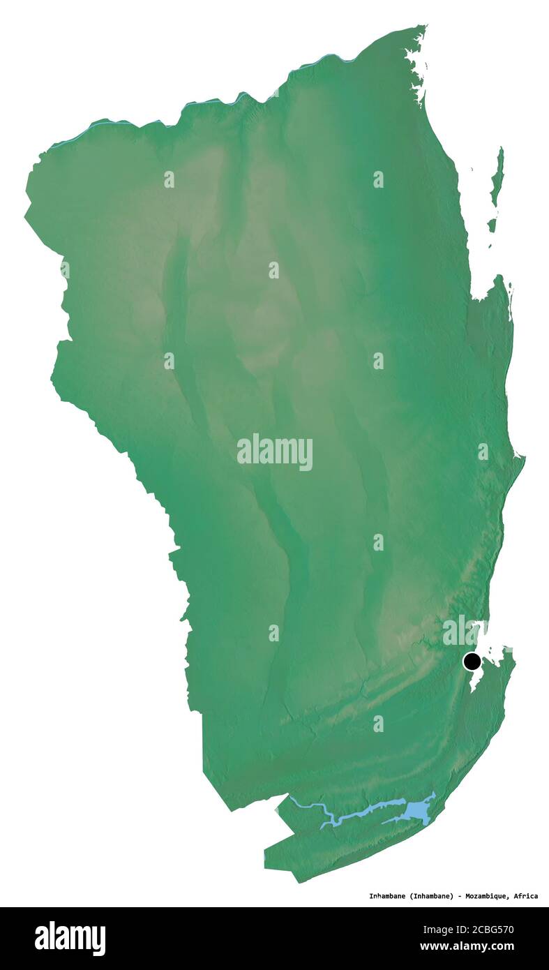 Shape of Inhambane, province of Mozambique, with its capital isolated ...