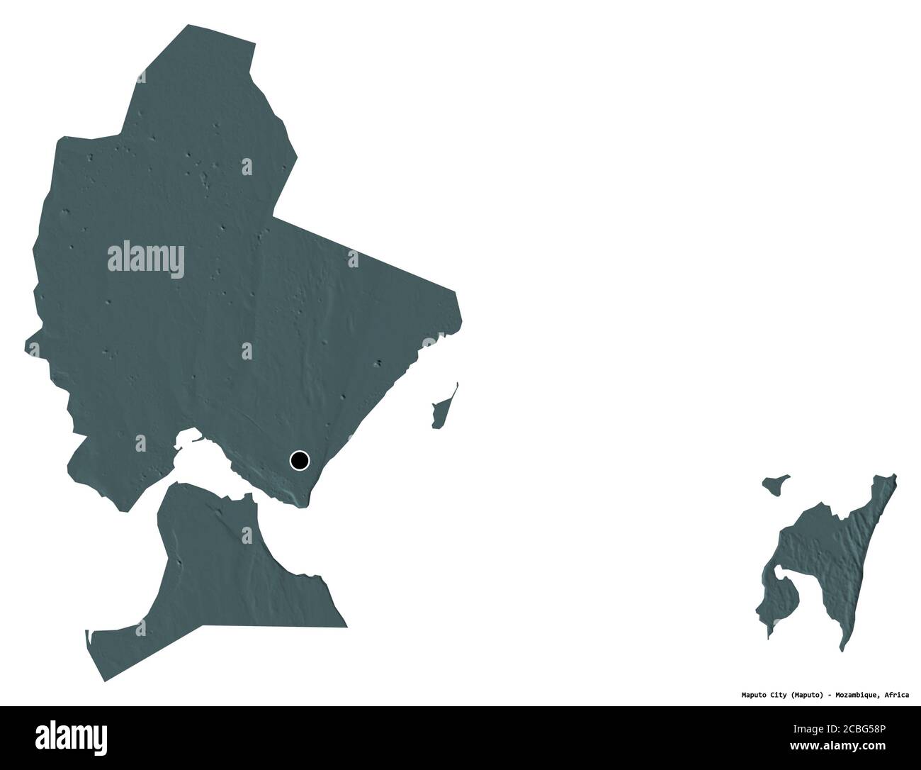 Shape of Maputo City, province of Mozambique, with its capital isolated ...