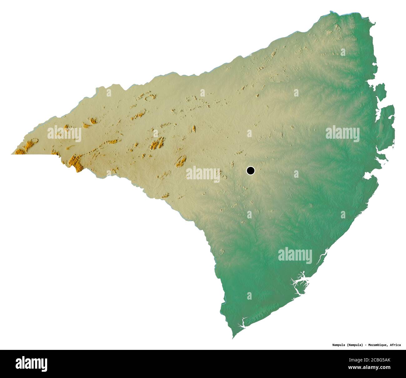 Shape of Nampula, province of Mozambique, with its capital isolated on ...