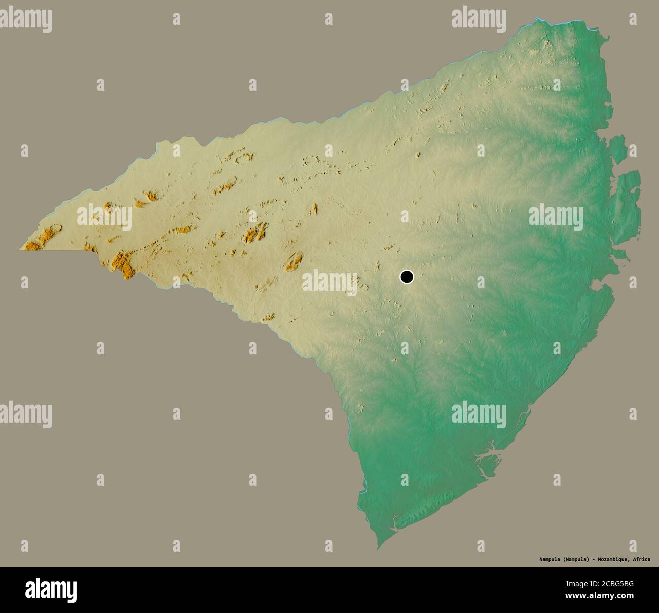 Shape of Nampula, province of Mozambique, with its capital isolated on ...