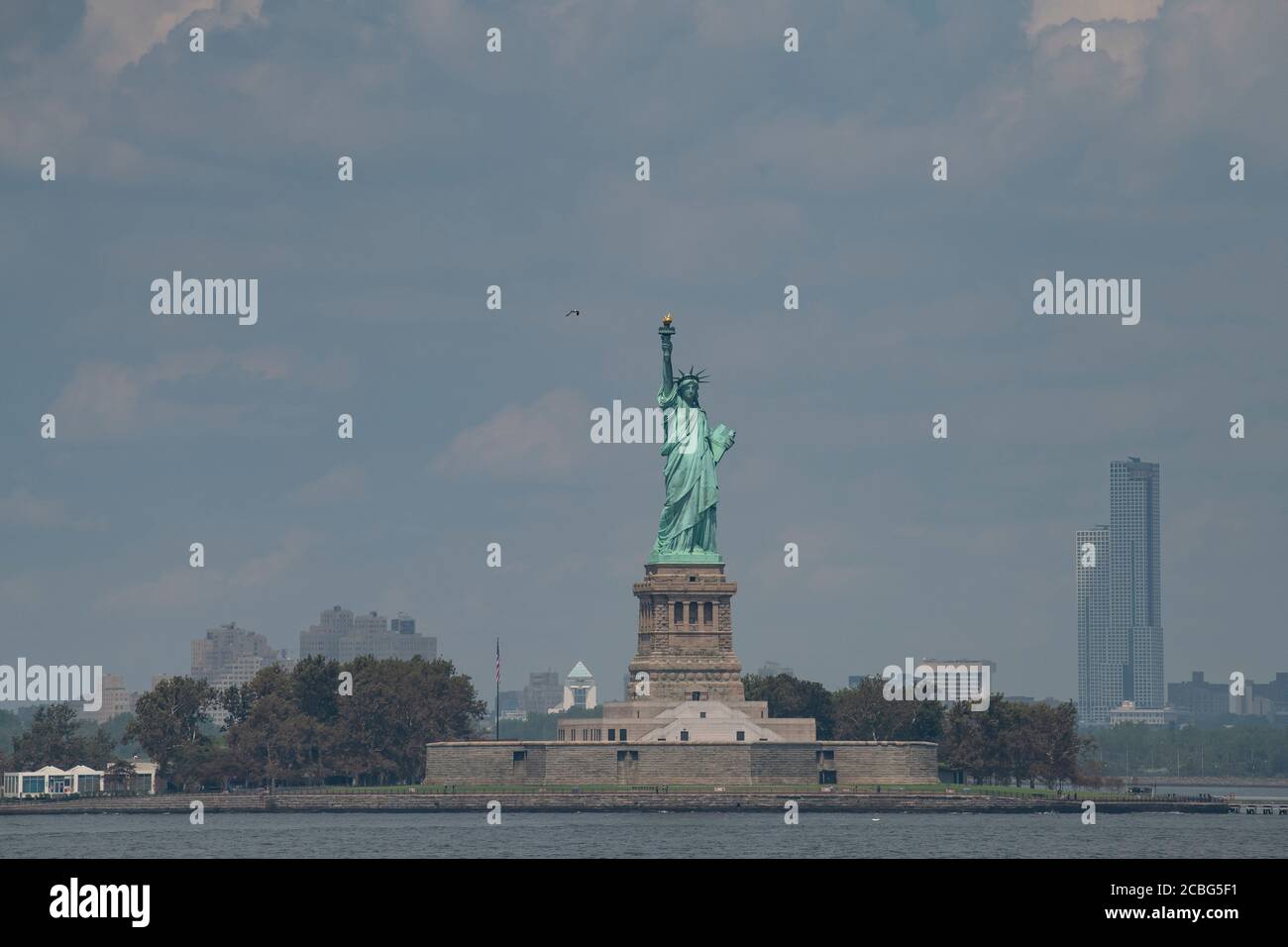 August 12, 2020: An overall view of The Statue of Liberty as the park ...