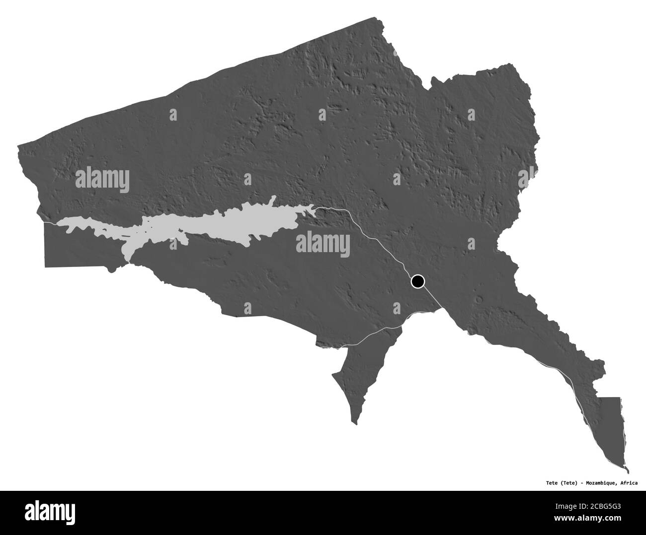 Shape of Tete, province of Mozambique, with its capital isolated on ...