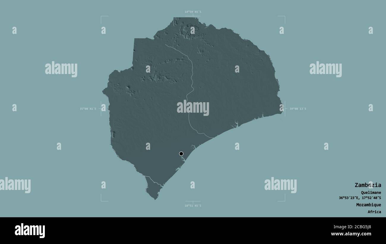 Area of Zambezia, province of Mozambique, isolated on a solid ...