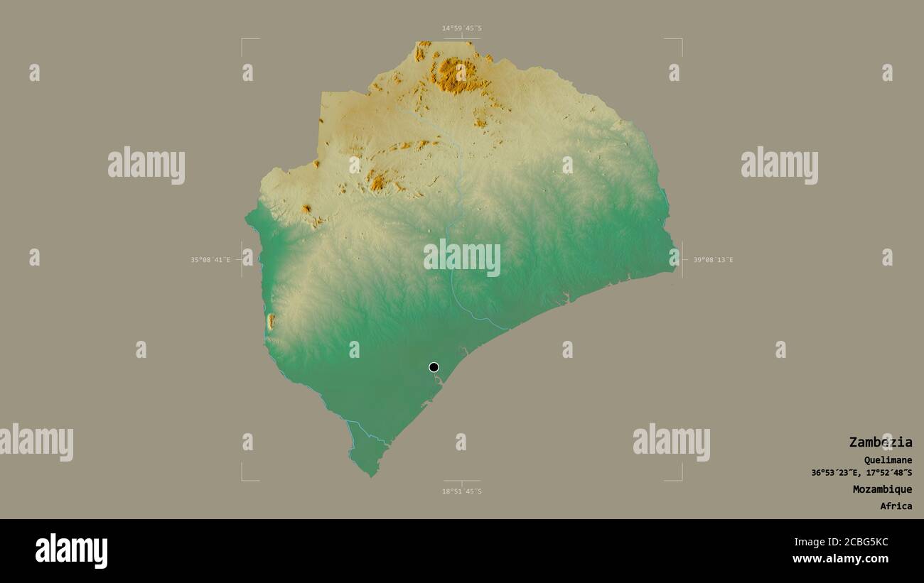 Area of Zambezia, province of Mozambique, isolated on a solid ...