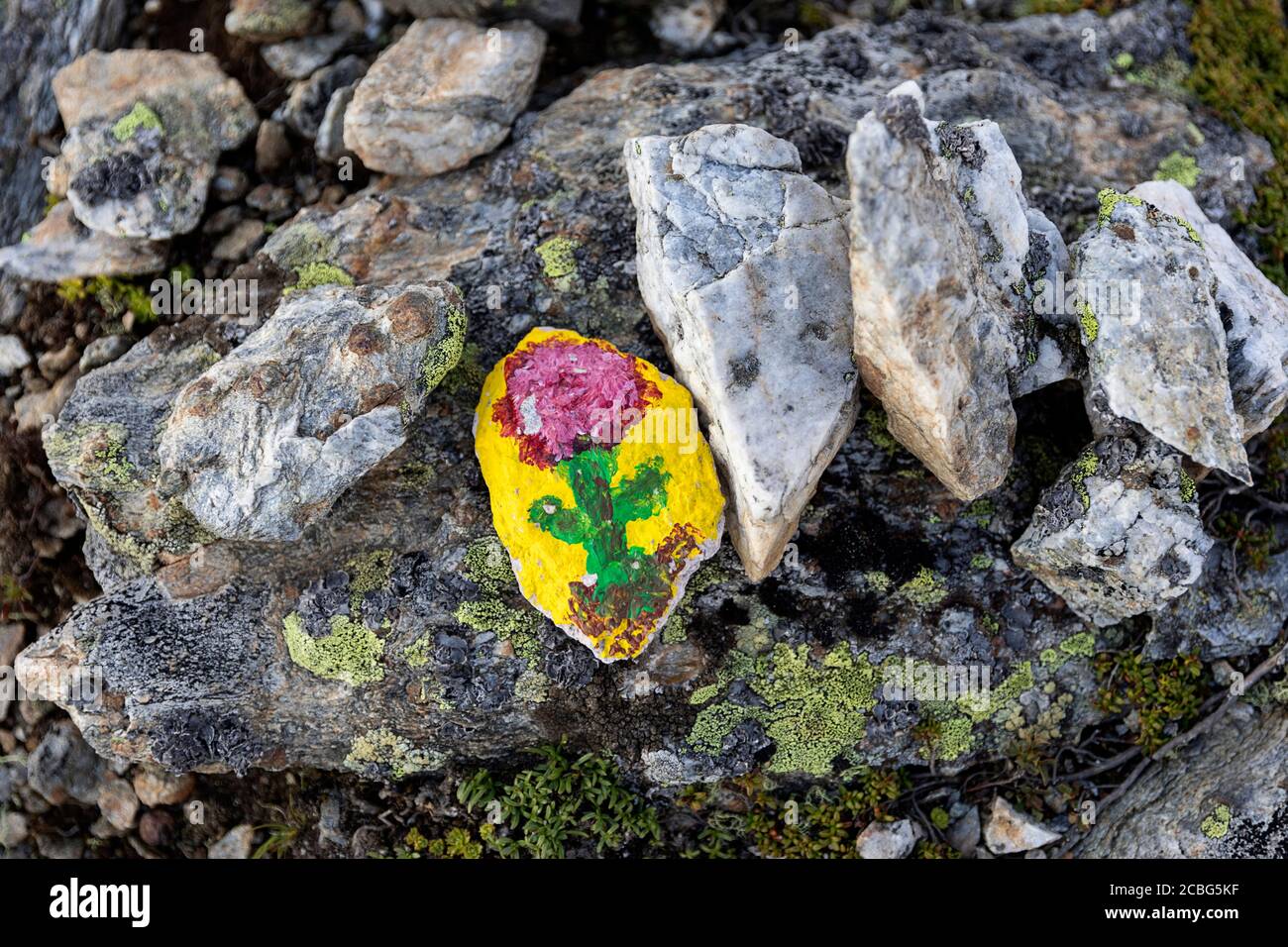 Hand painted rock in the middle of mountains Love trail, Granattor ...